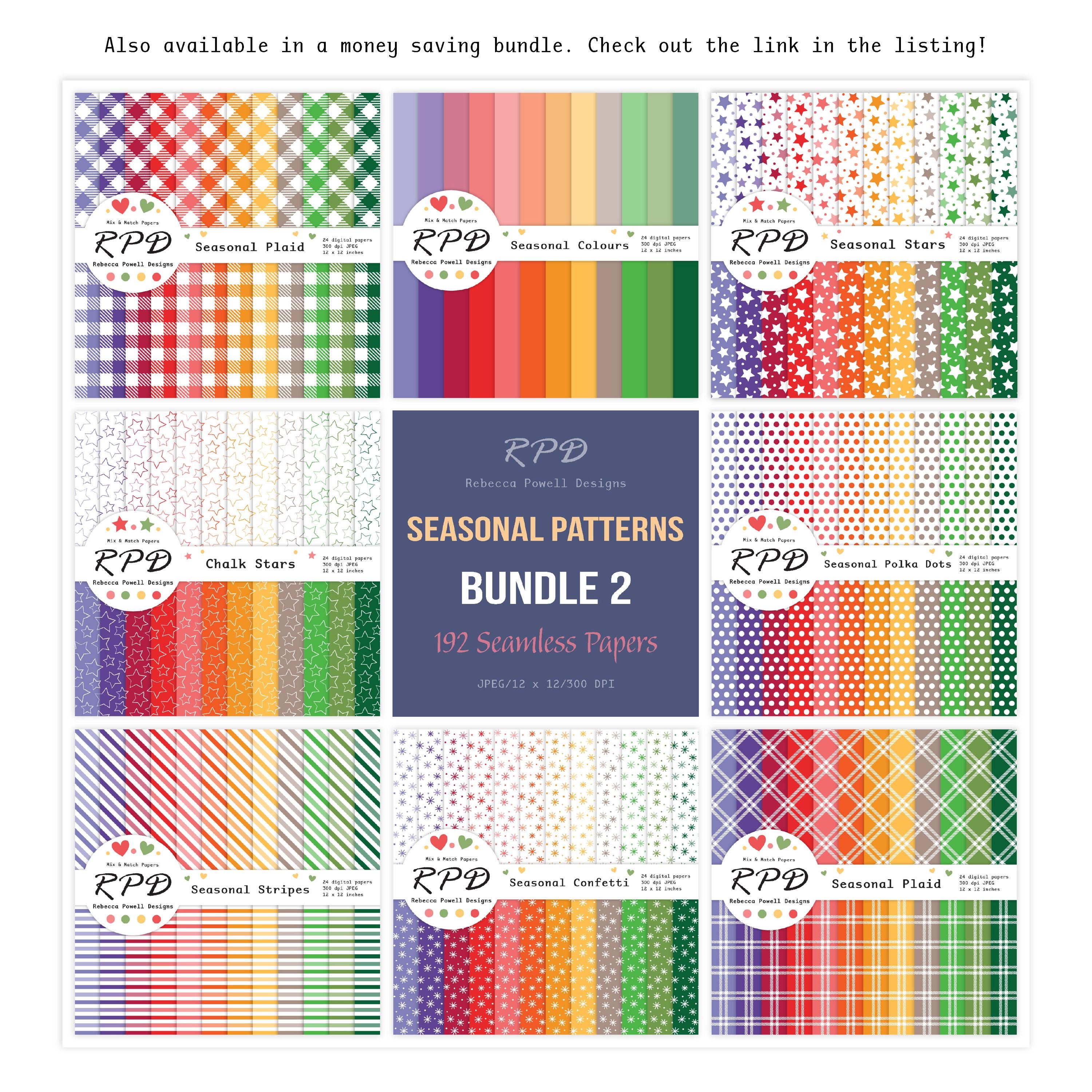 Plain Multi-coloured Digital Paper Pack, Seamless, Solid Rainbow ...