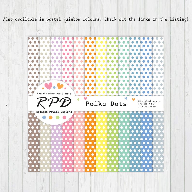 Polka Dots Pattern Seamless Digital Paper, Pastel Colours & White ...