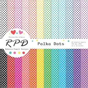 Small Polka Dots Digital Paper Pack, Seamless, Multi Rainbow Colours ...