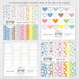 Mini Love Hearts Digital Paper Pack, Seamless Pattern, Pastel Rainbow ...