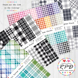 Pastel Blue Gingham Plaid Digital Paper Pack, Seamless, White ...
