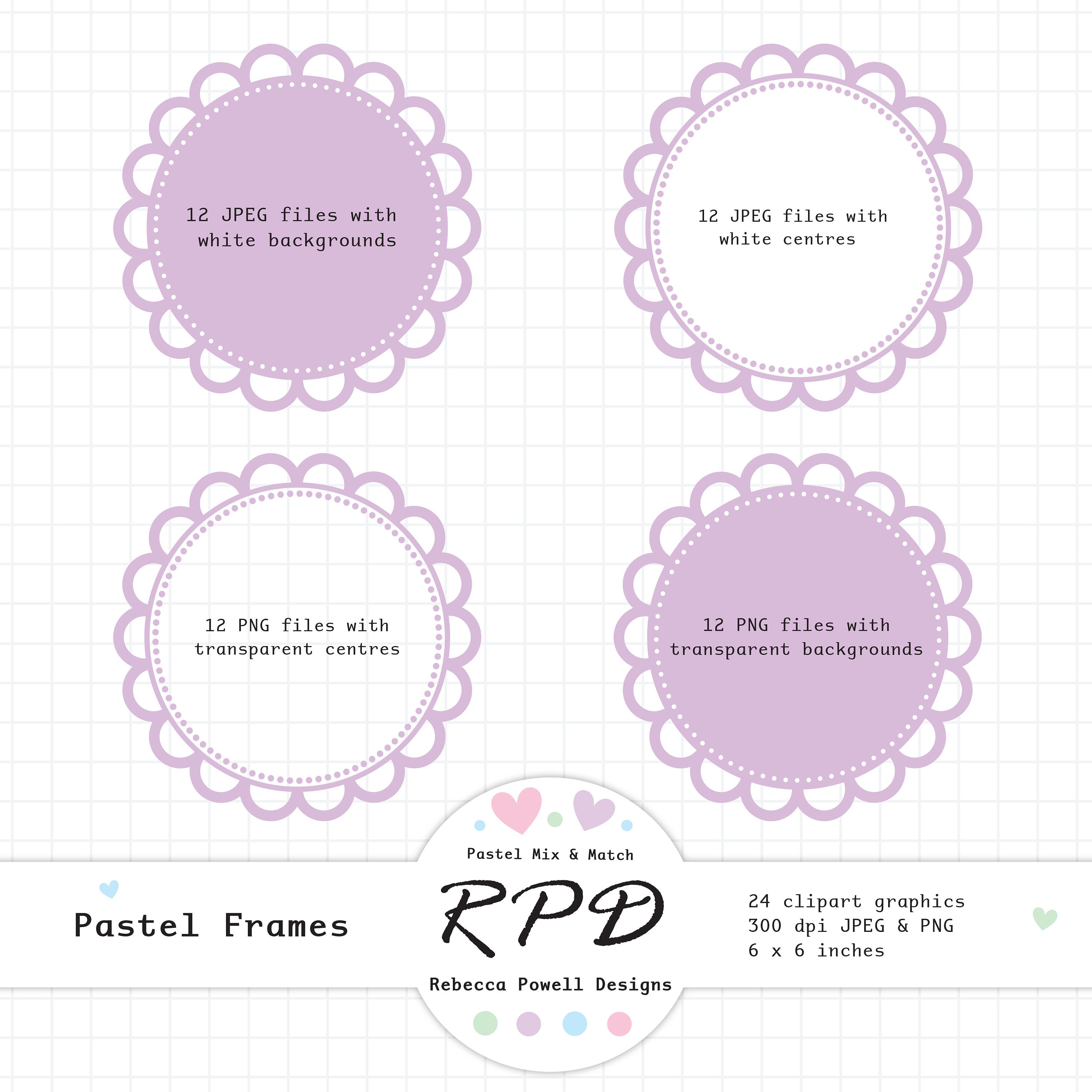 Vintage Style Digital Clip Art Frames, Pastel Colours, Scrapbooking ...