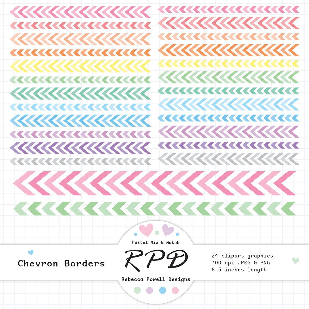 Pastel Chevron Stripe Borders: Scrapbook Planner Clipart (PNG, JPEG) - Etsy