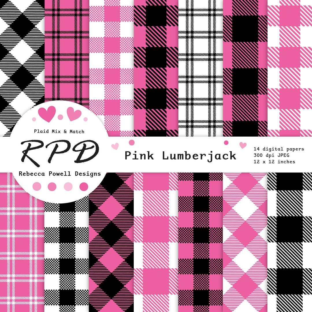 Bubblegum Pink Plaid Digital Paper Pack: Lumberjack Tartan (digital ...
