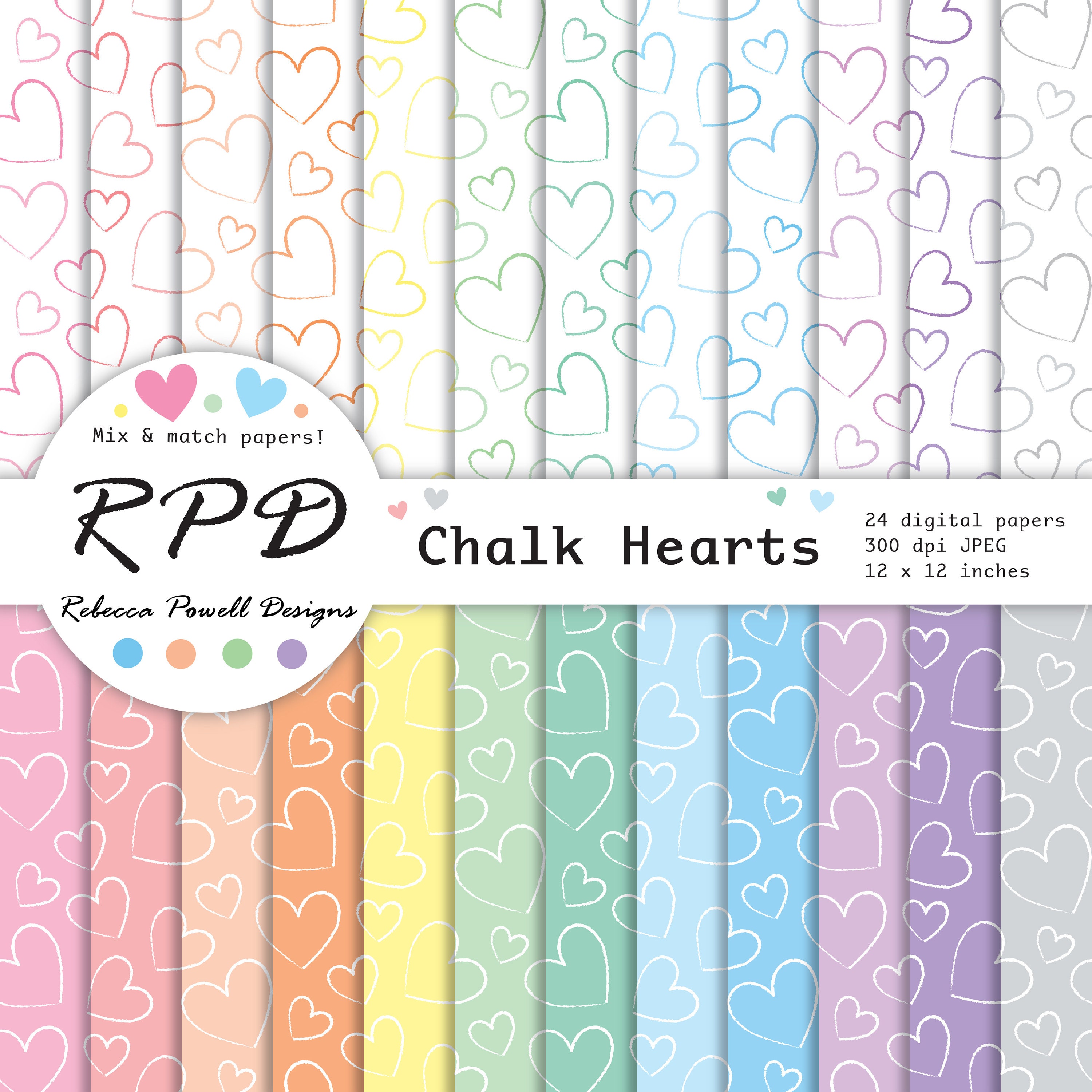 Heart Pattern Digital Paper - Etsy