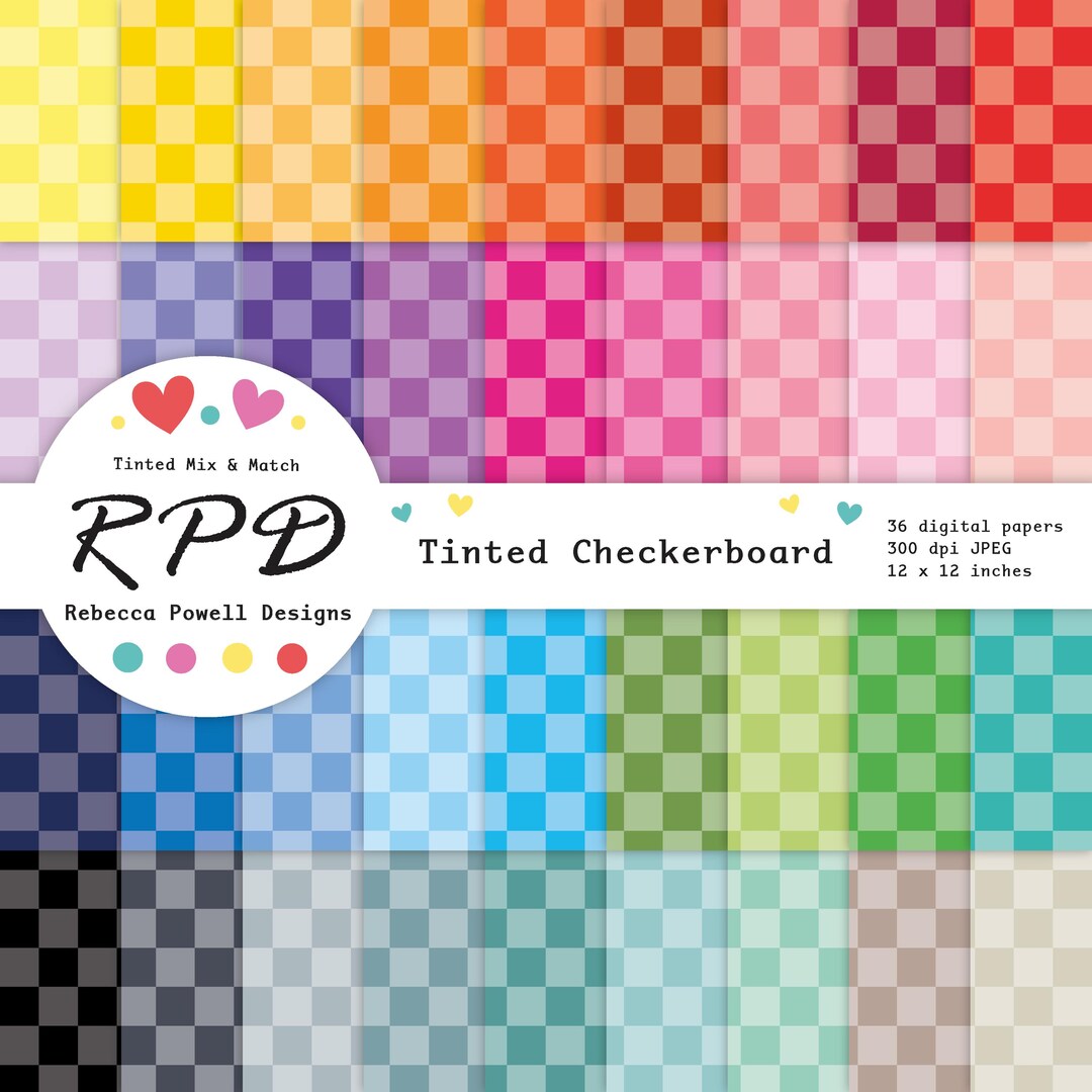 Checkerboard Digital Paper Pack: Seamless Two-tone Patterns (commercial ...