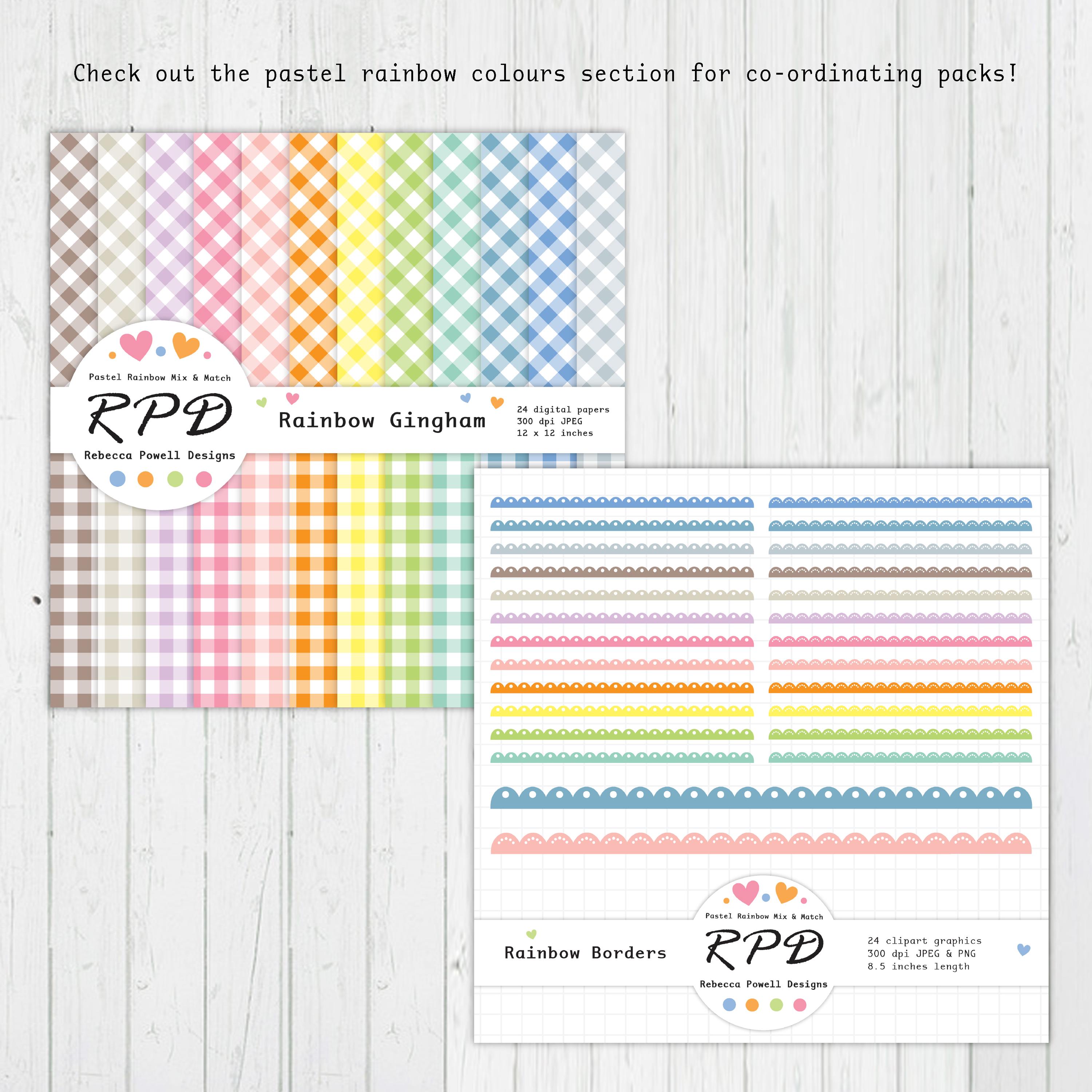 Pastel Rainbow Plaid Digital Paper Pack – Scrapbook Background (digital ...