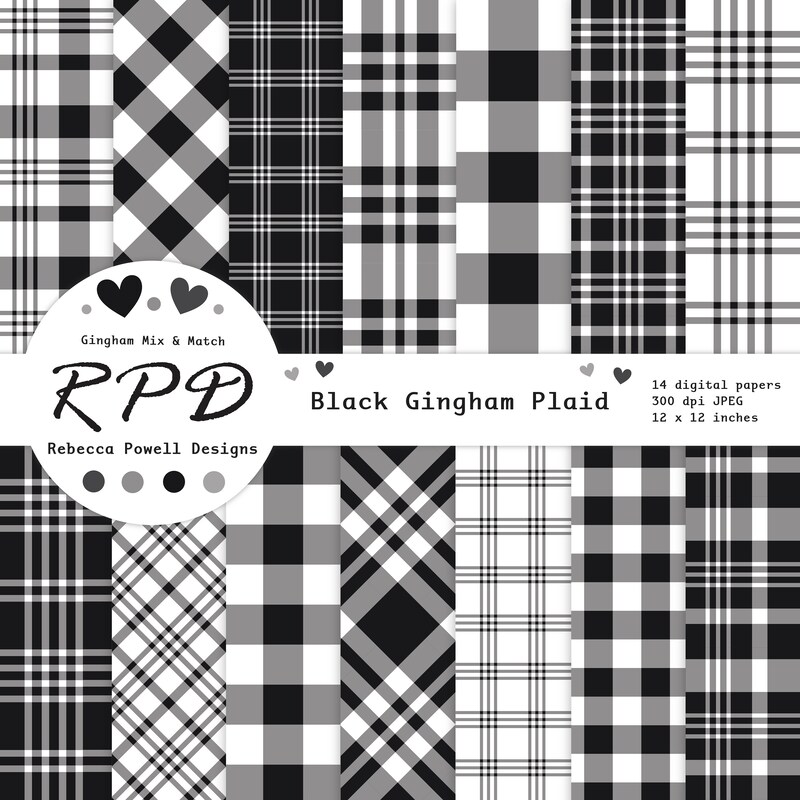 Black and White Gingham Check - Etsy