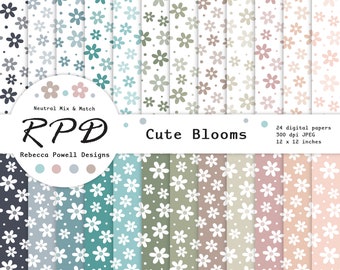 Love Hearts Hand Drawn Digital Paper Pack, Seamless Pattern, Neutral ...