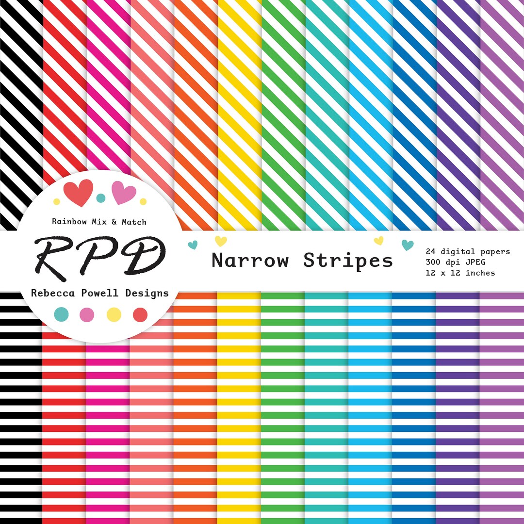 Stripes Digital Paper Pack, Seamless Pattern, Horizontal, Diagonal ...