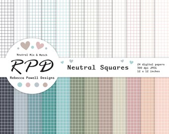 Grid Check Digital Paper, Seamless Pattern, Crosshatch Squares, Pastel ...