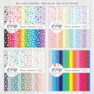 Cute Flower Confetti Pattern, Seamless Digital Paper, Pastel Rainbow ...