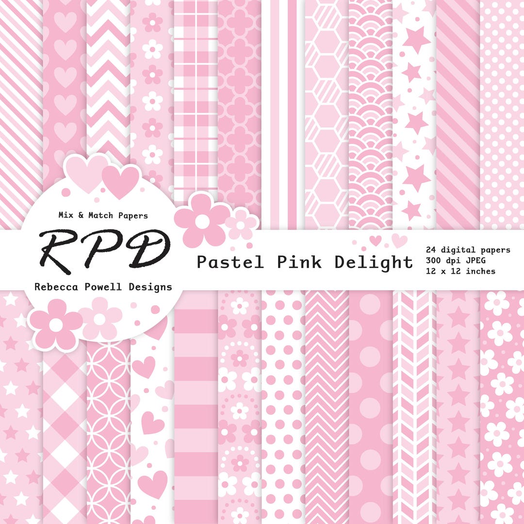 Pastel Pink Confetti Digital Paper: Seamless Scrapbook Backgrounds ...