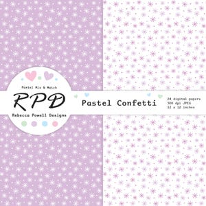 White Snowflake Confetti Digital Paper, Seamless Pattern, Pastel ...