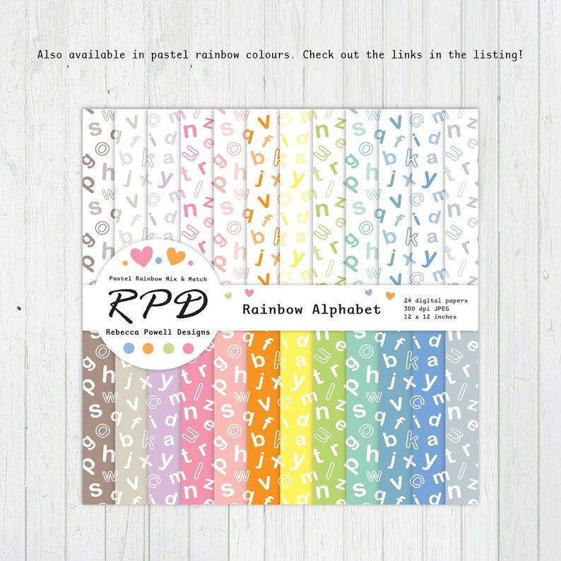 Rainbow Alphabet Digital Paper: Seamless Pattern Scrapbook (digital ...