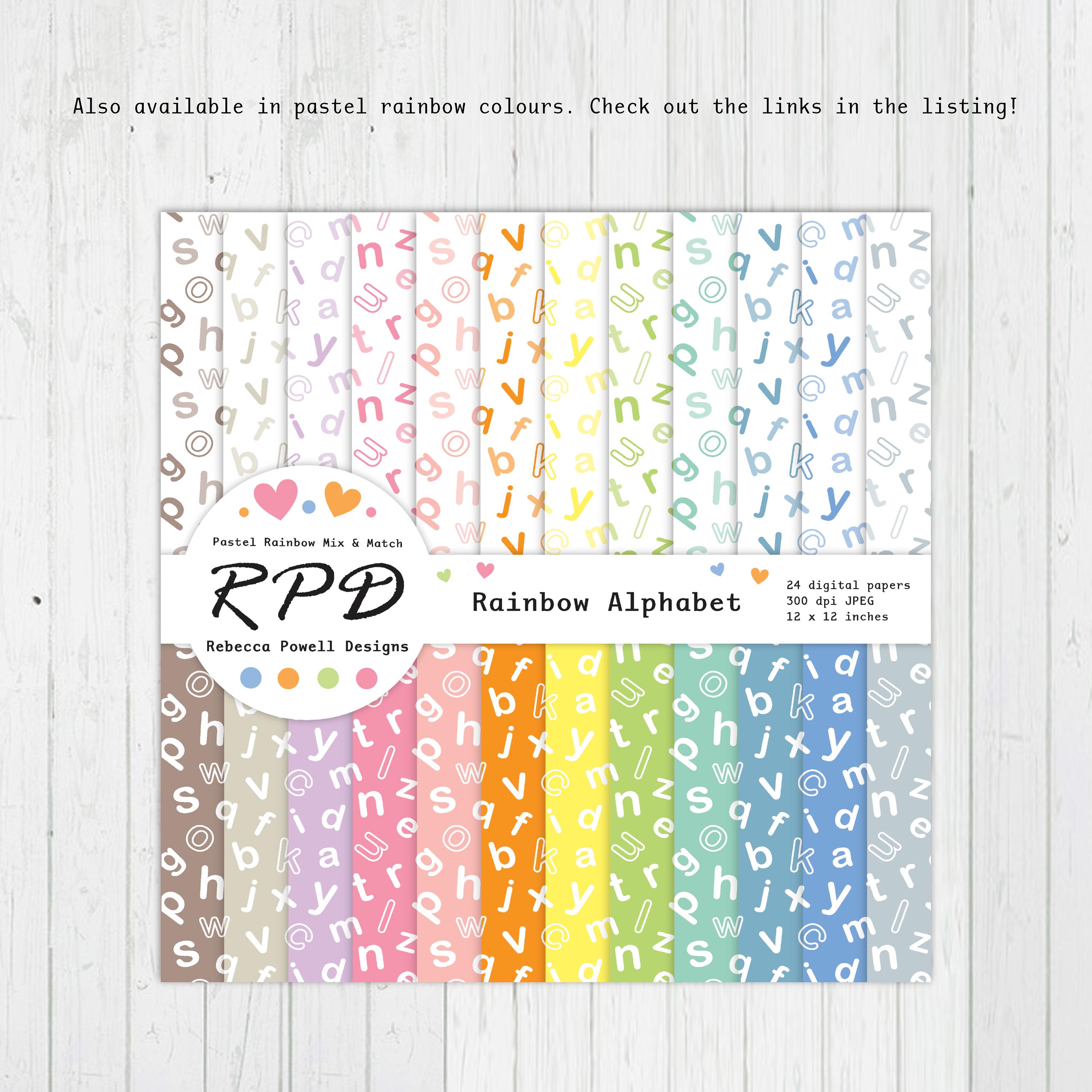 Rainbow Alphabet Digital Paper: Seamless Pattern Scrapbook (digital ...