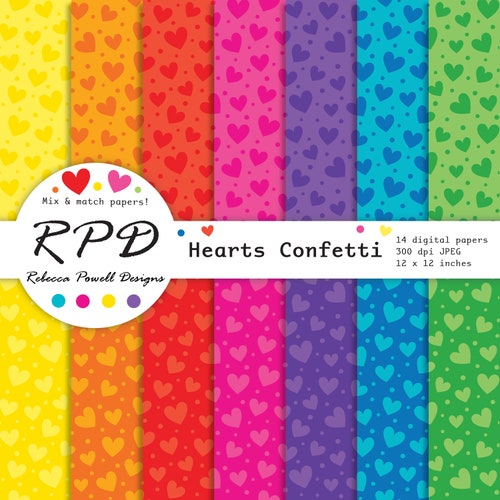 Valentine Digital Paper Backgrounds Hearts Pattern Instant - Etsy