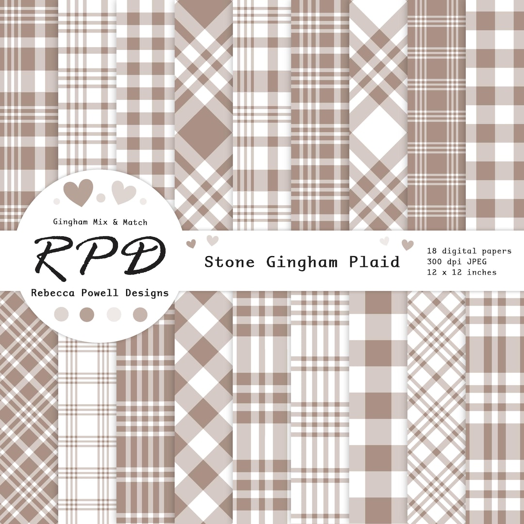 Gingham Plaid Paper Pack: Light Brown Seamless Patterns (digital ...