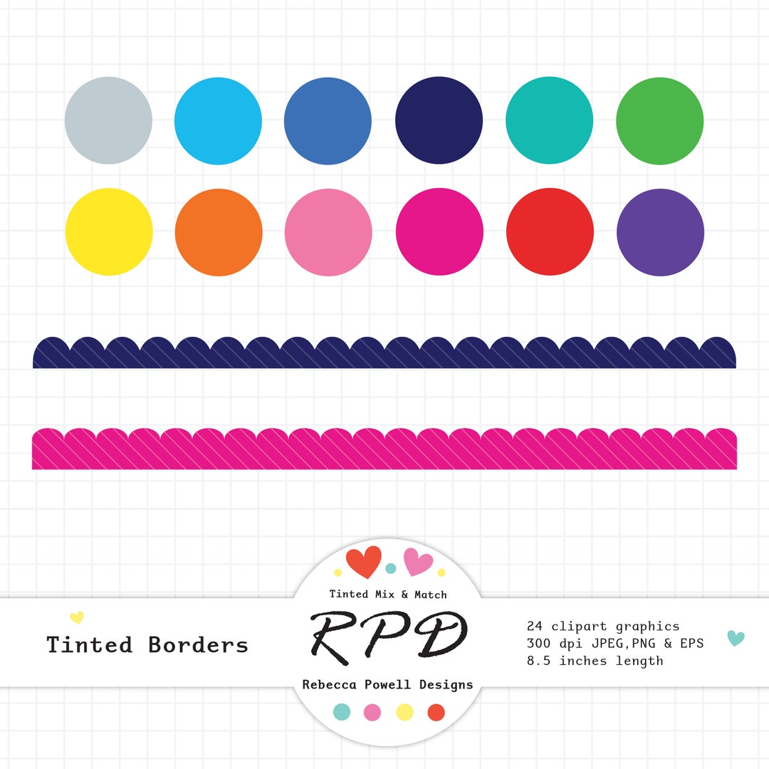 SALE Scalloped Borders Digital Clip Art Set Striped Pattern - Etsy