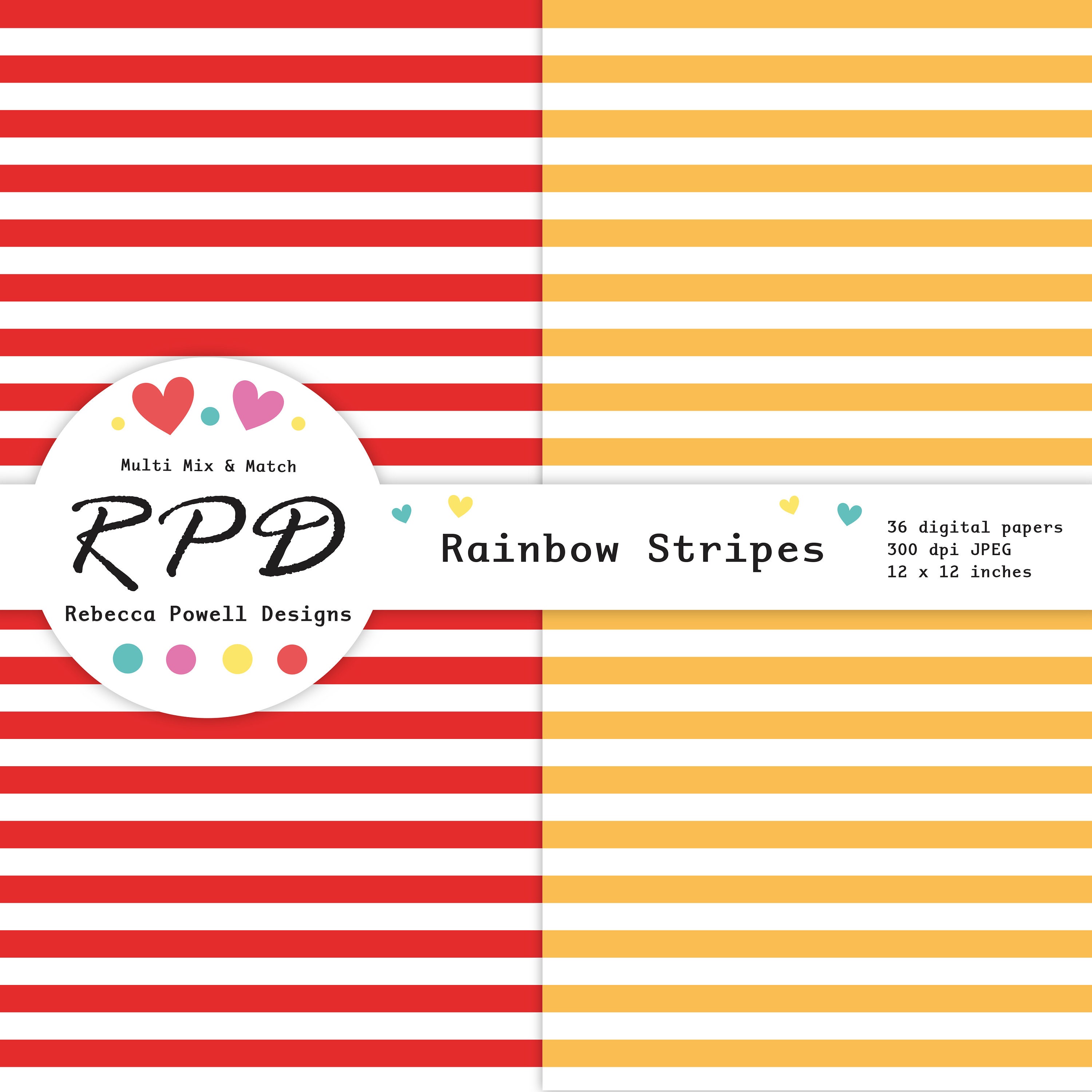 Stripes Pattern Seamless Digital Paper, Rainbow Colours & White ...