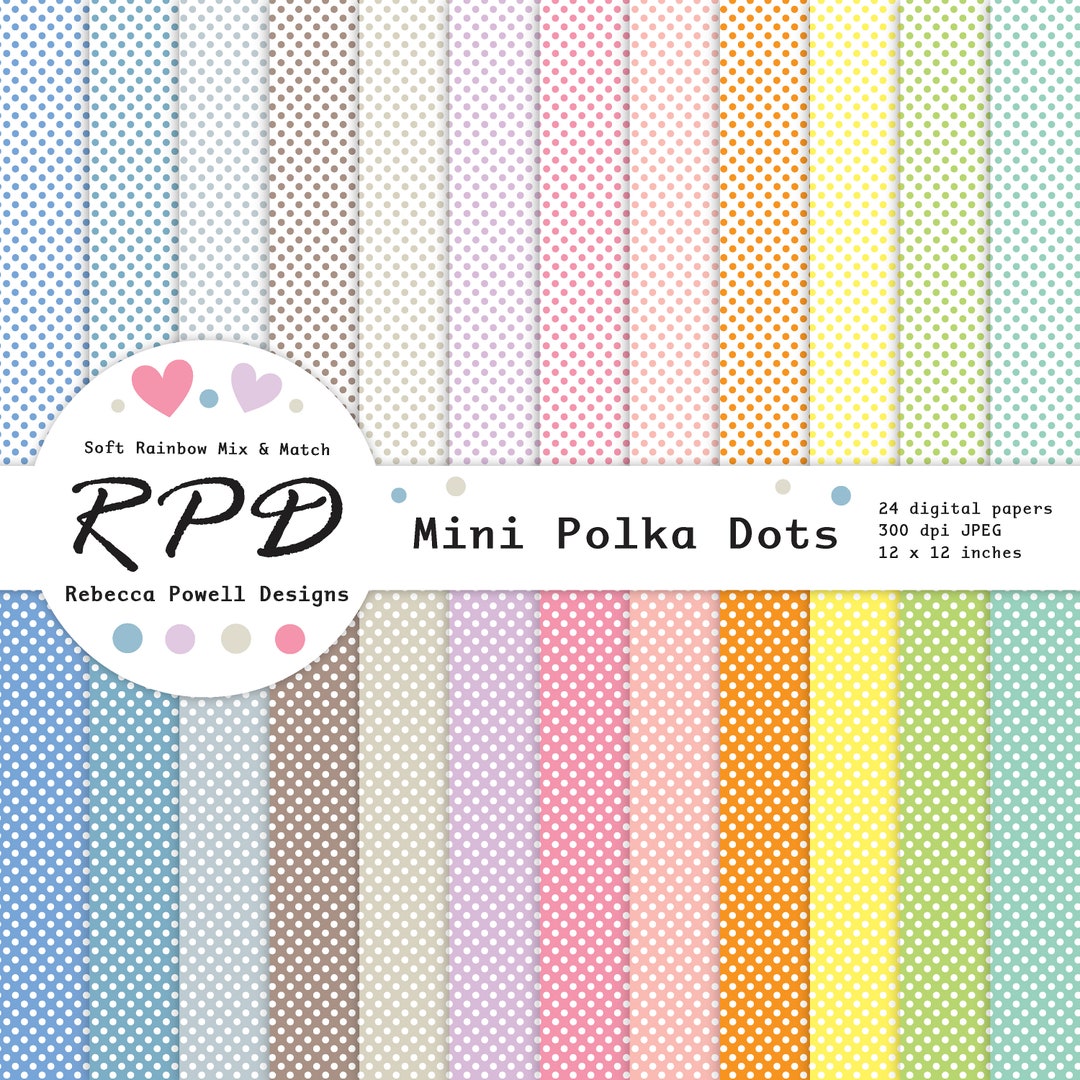Mini Polka Dots Digital Paper Pack, Seamless Pattern, Pastel Rainbow ...