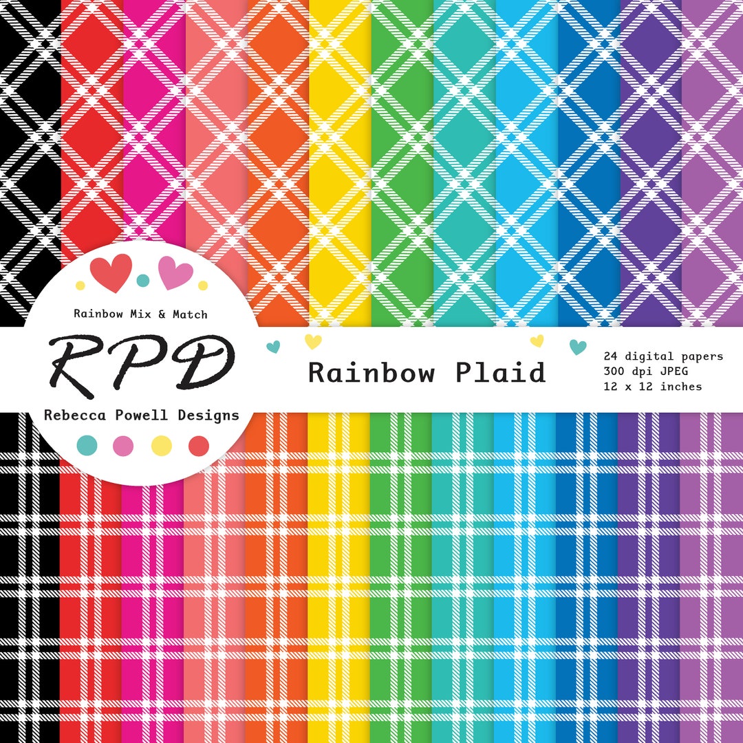 SALE Diagonal Plaid Digital Paper, Seamless, Multi Rainbow Colours ...