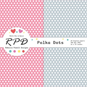 SALE Polka Dots Digital Paper, Seamless Pattern, Rainbow Colours, White ...