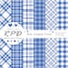 Bright Blue & White Gingham Plaid Checks Digital Paper, Seamless ...