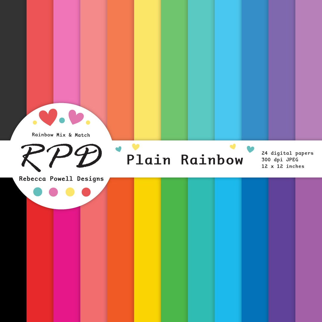 SALE Plain Multi-coloured Digital Paper, Seamless, Solid Rainbow ...
