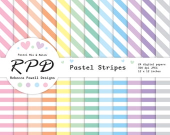 Double Stripe Digital Paper Pattern, Seamless, Horizontal Stripe, 24 ...