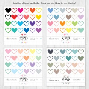 Love Hearts Digital Clip Art Set, Rainbow Colours, Png, Jpeg ...