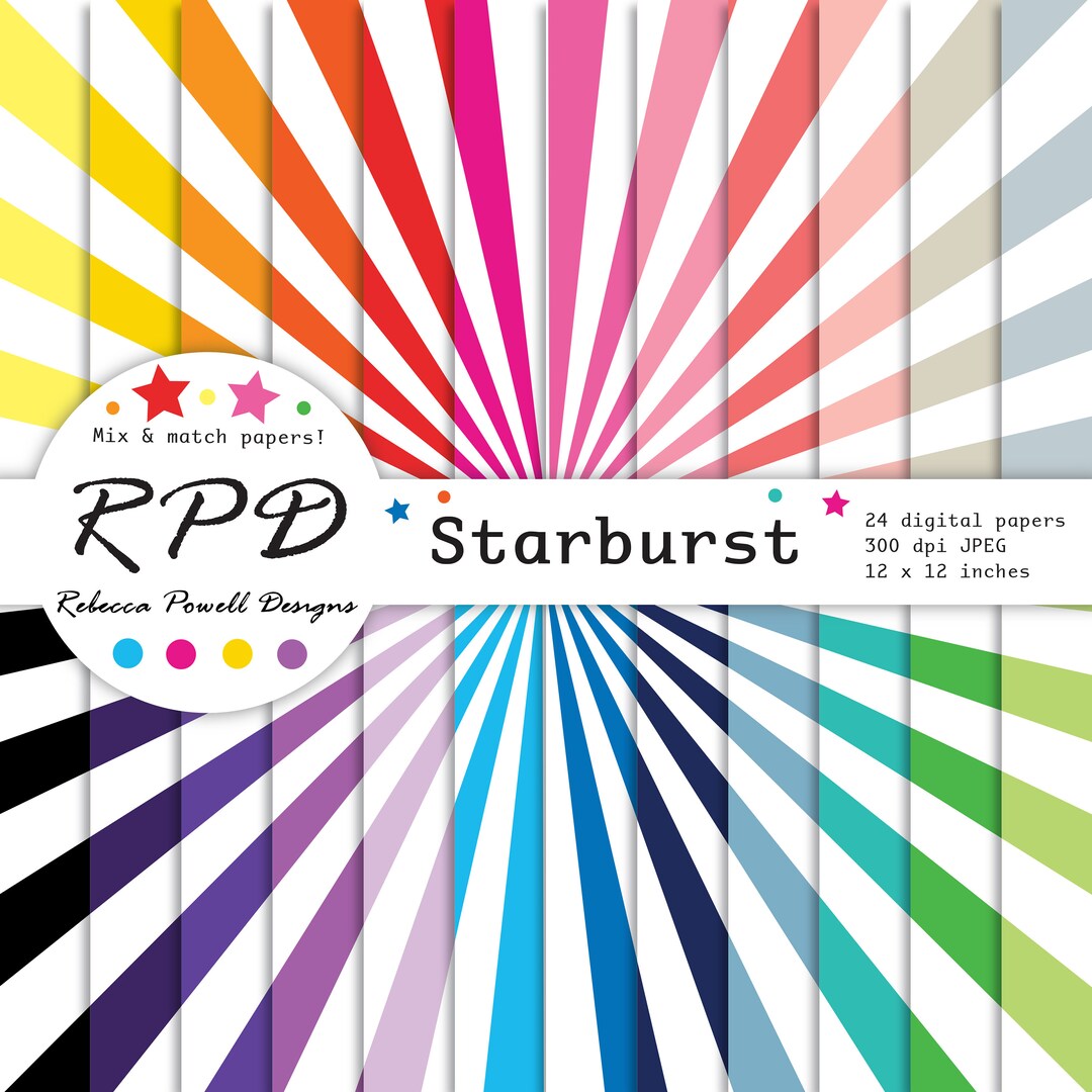 Starburst Digital Paper Sunburst Paper Spiral Pattern - Etsy