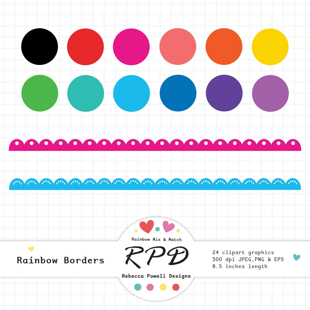 SALE Scalloped Decorative Ribbon Borders Digital Clip Art Set, Multi ...