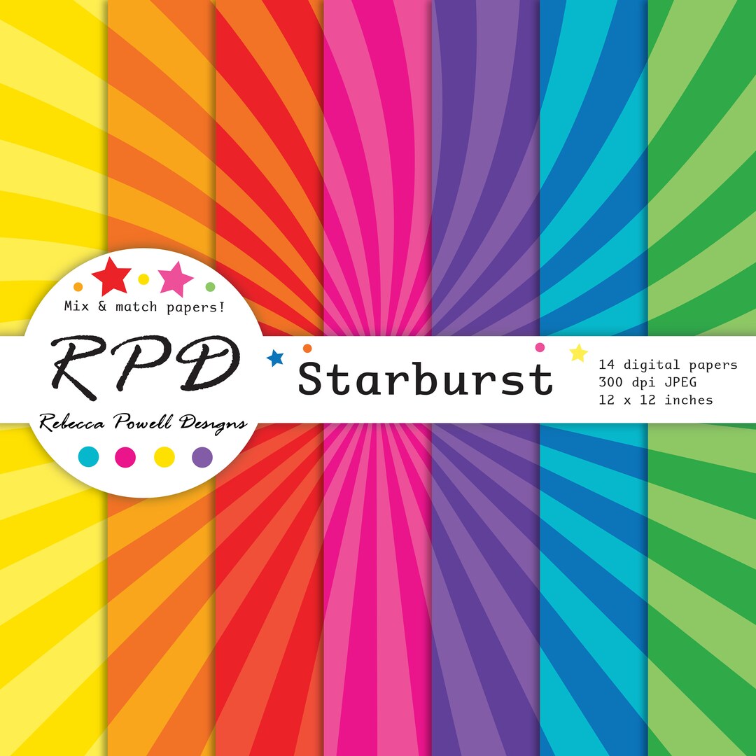 Starburst Digital Paper Sunburst Paper Spiral Pattern - Etsy