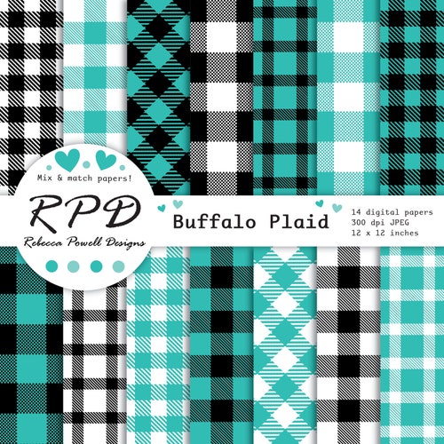 Turquoise Plaid Tartan Digital Paper Lumberjack Teal Fabric - Etsy