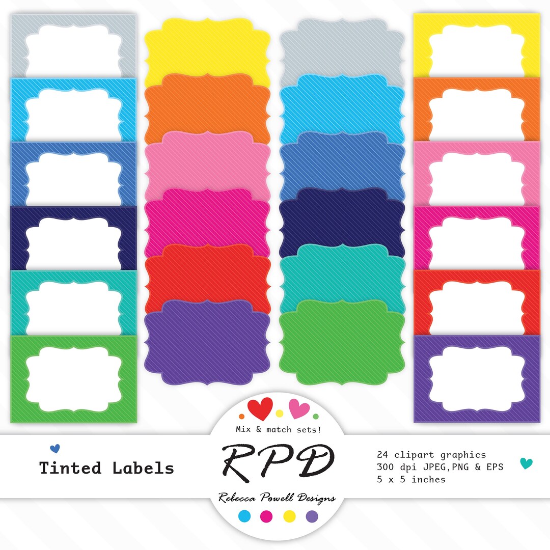 Frames Clip Art Set Labels Clip Art Set Stripes Tinted - Etsy