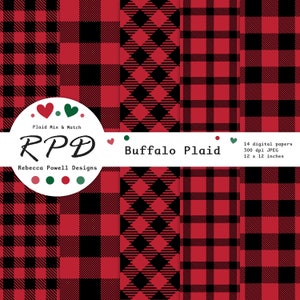 Buffalo Plaid Digital Paper Pack: Red, Green, Black, White (digital ...
