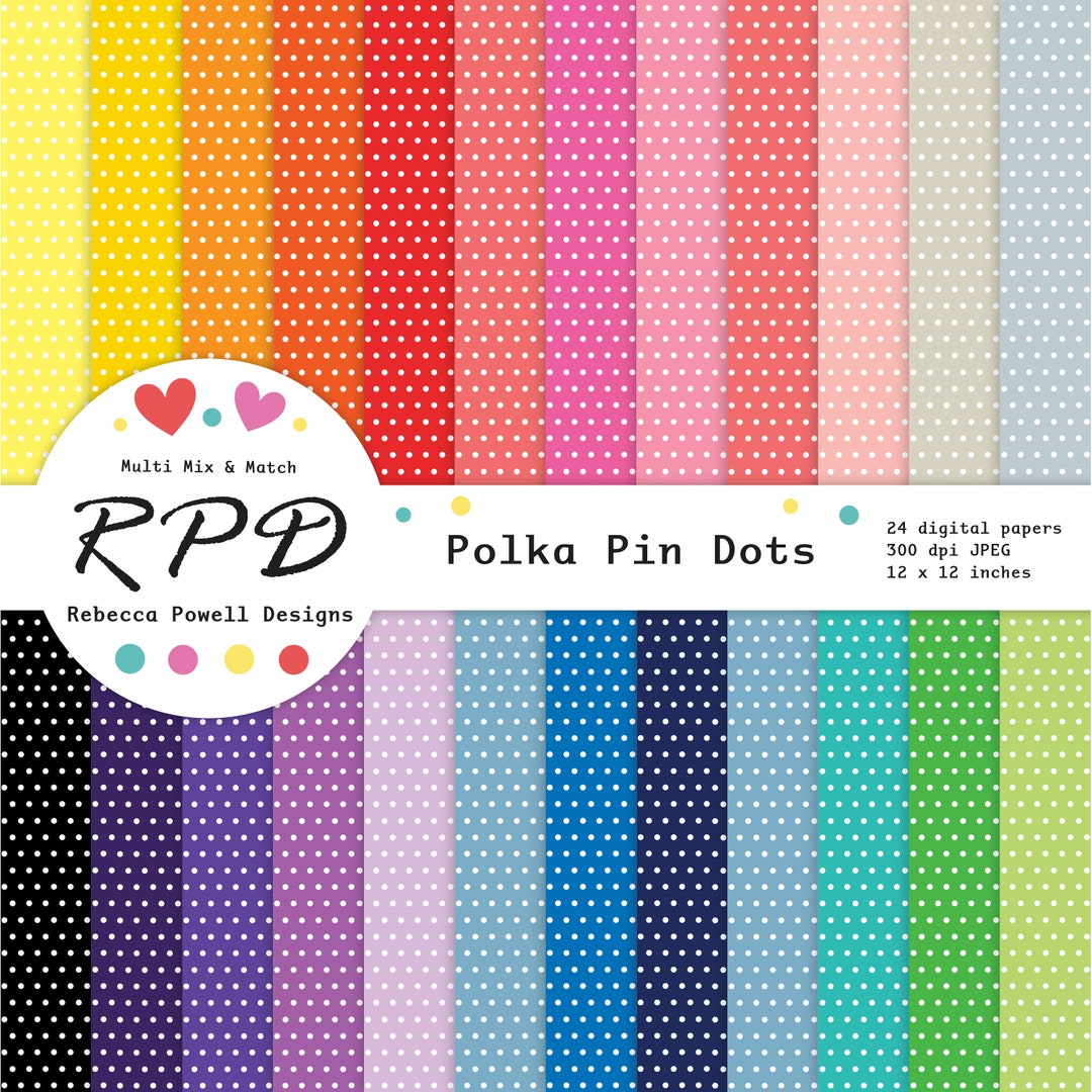 SALE Mini Polka Dots Digital Paper, Seamless Pattern, Rainbow Colours ...
