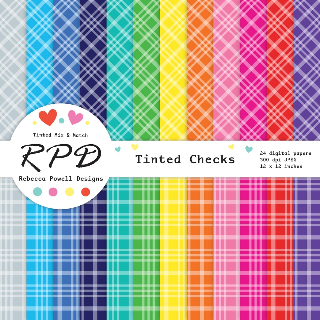 Plaid Tartan Check Seamless Digital Paper, Tinted Rainbow Colours ...