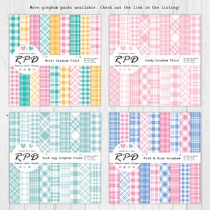 Pink, Grey & White Gingham Plaid Checks Digital Paper, Seamless Patterns, Scrapbooking ...