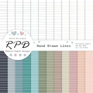 Lined Stripe Digital Paper Pack, Seamless Pattern, Neutral Colours ...
