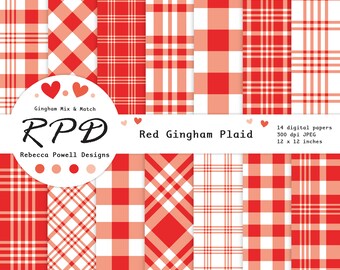 Lumberjack Digital Paper Buffalo Plaid Check in Red White - Etsy