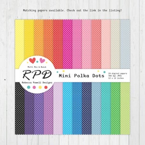 Mini Polka Dots Digital Paper Pack: Rainbow Seamless Pattern (12x12 ...