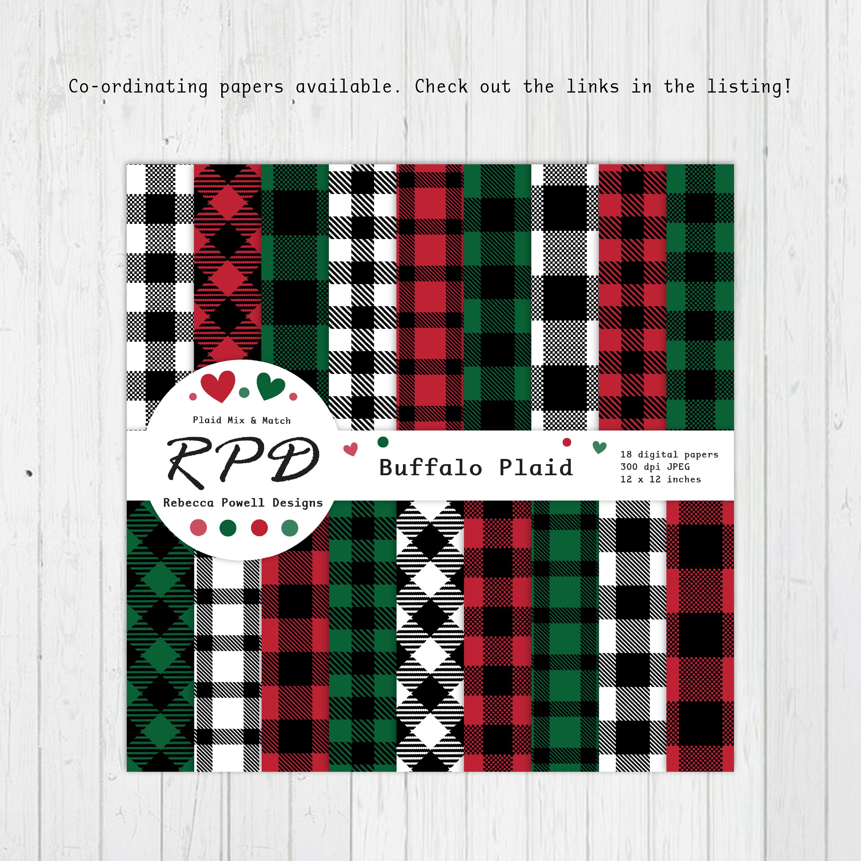 Crimson Red Buffalo Plaid Digital Paper Pack: Seamless Scrapbooking ...