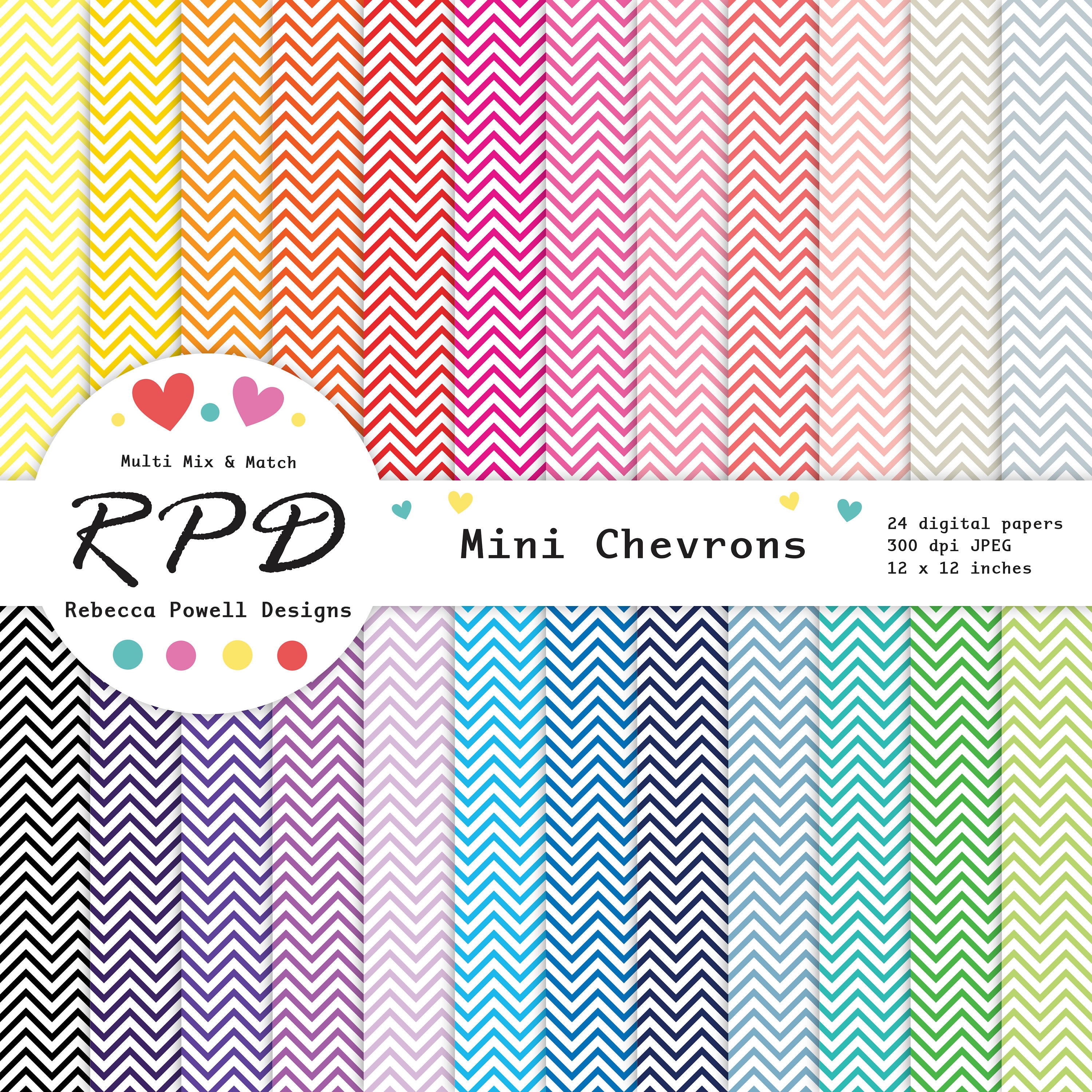 Rainbow Chevron Stripes Digital Paper Pack: Seamless Scrapbook ...