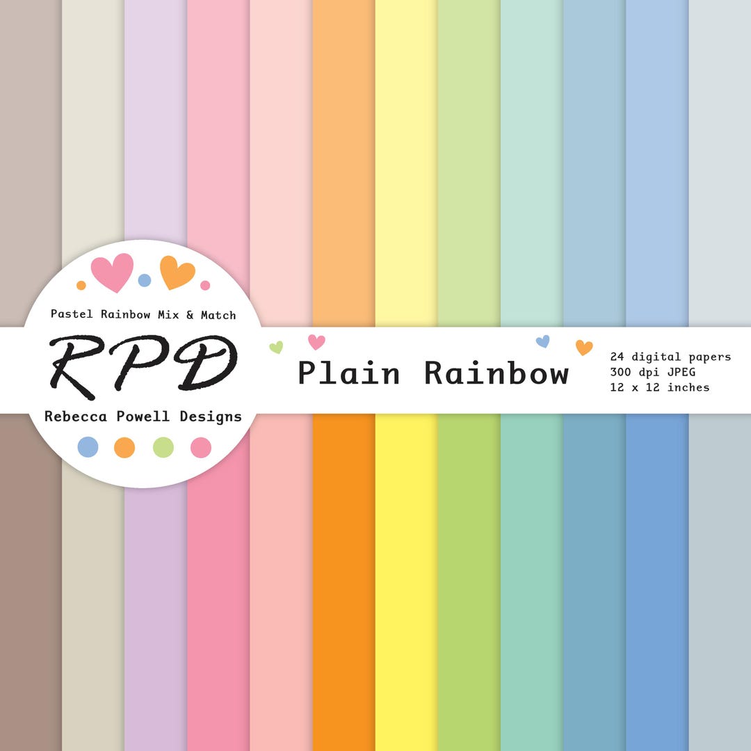 Plain Solid Pastel Rainbow Colours Digital Paper, Seamless, Scrapbook ...
