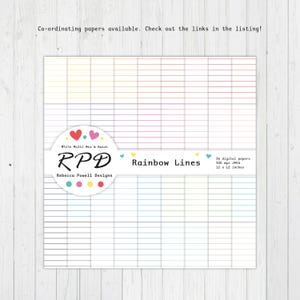 Lined Pattern Seamless Digital Notebook Paper, Rainbow Colours & White ...