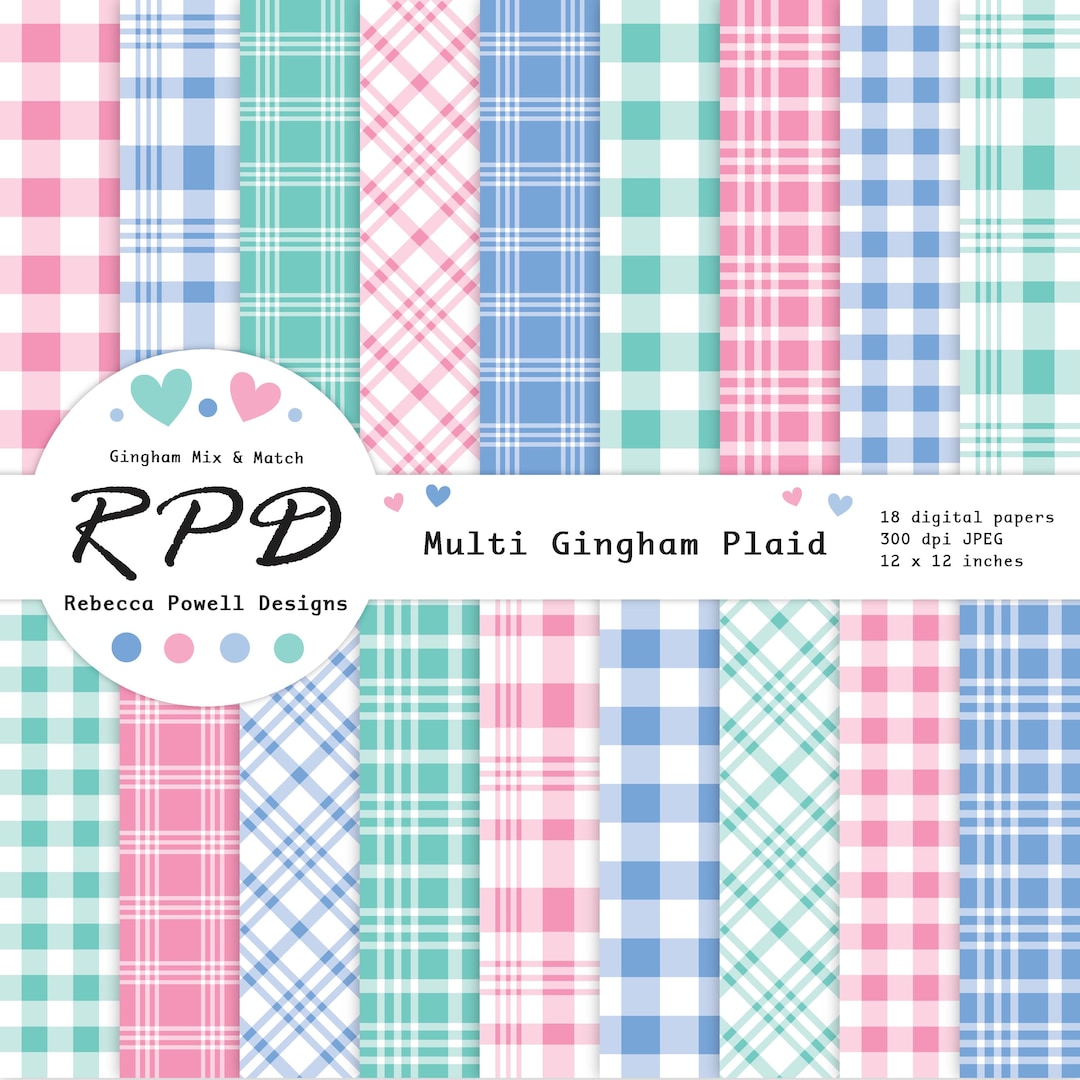 Pastel Plaid Paper Pack: Pink, Blue, Aqua Checks Seamless Patterns ...