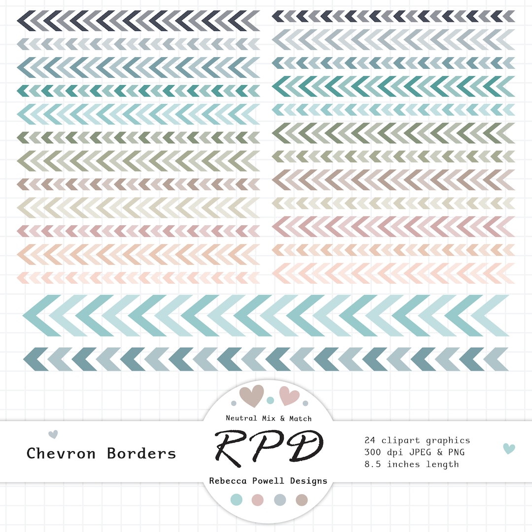 Chevron Stripe Ribbon Borders Digital Clip Art Set, Neutral Colours ...