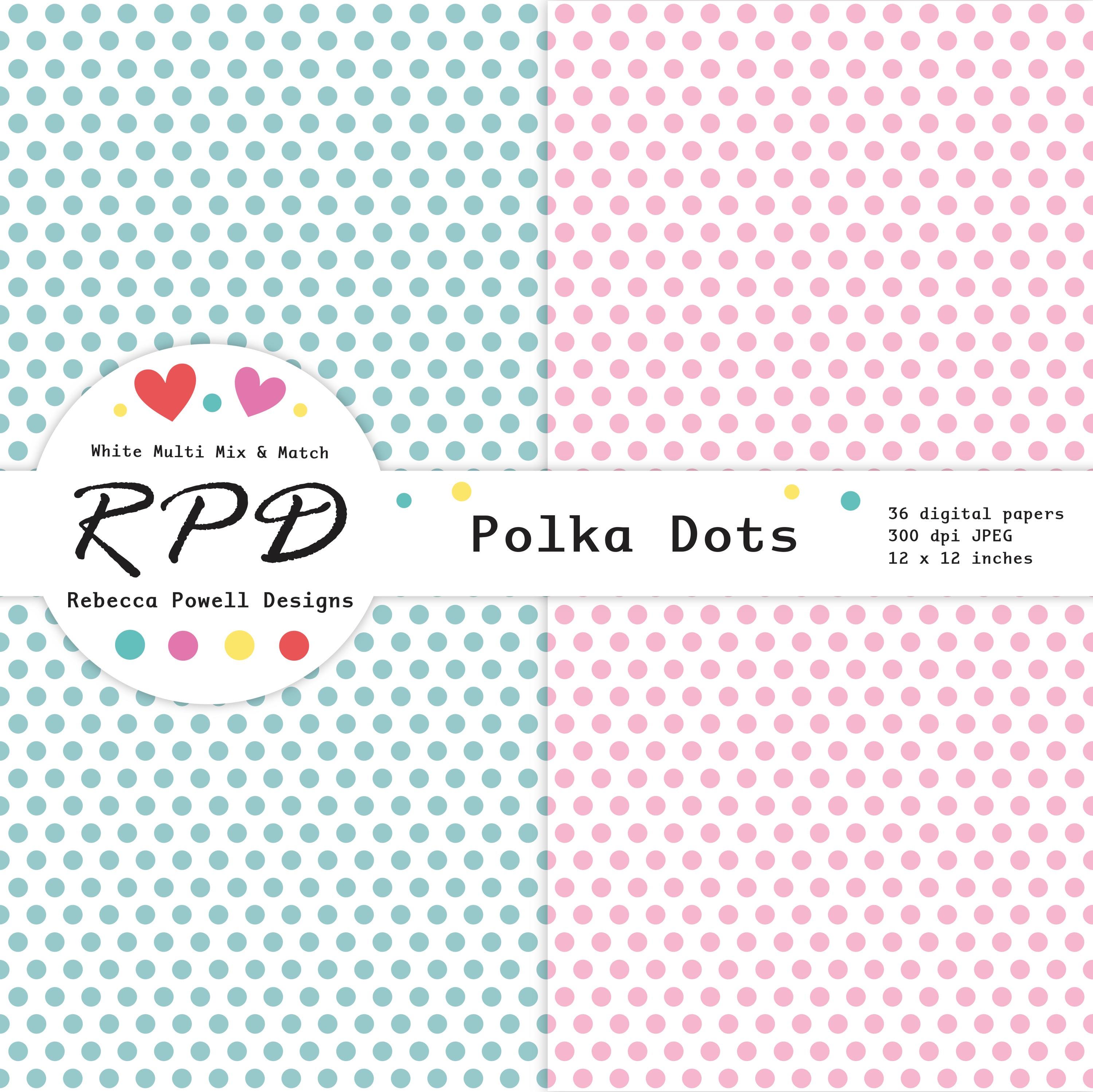 Polka Dots Digital Paper, Seamless Pattern, Rainbow Colours & White ...